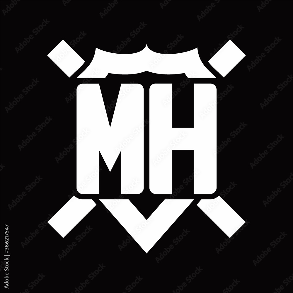 MH Logo monogram isolated on shield shape with rounded line Stock ...
