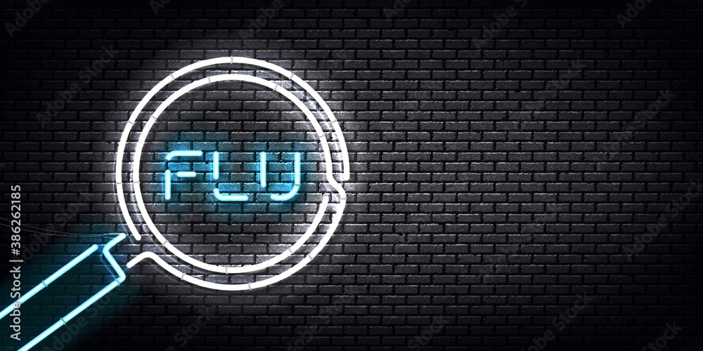 Vector realistic isolated neon sign of Flu logo for invitation ...