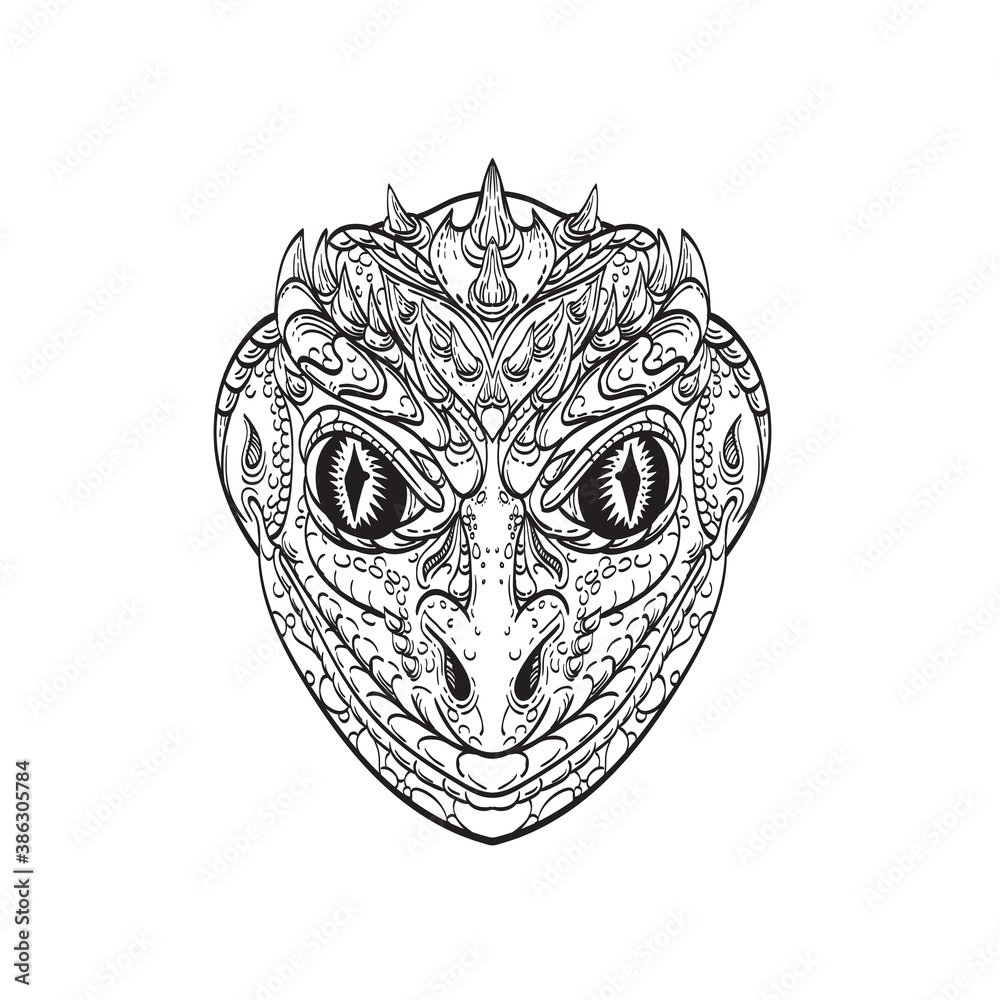 Head of a Reptilian Humanoid or Anthropomorphic Reptile Part Human Part ...