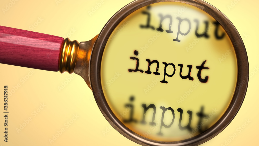 Examine and study input, showed as a magnify glass and word input to ...
