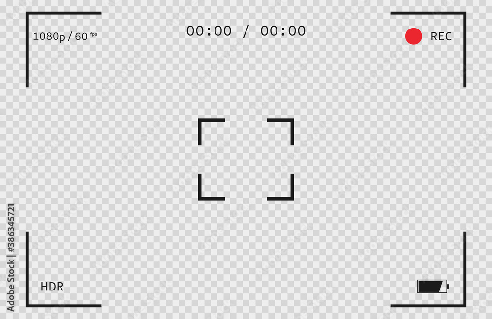 Camera interface mockup. Mobile video camera template on transparent ...