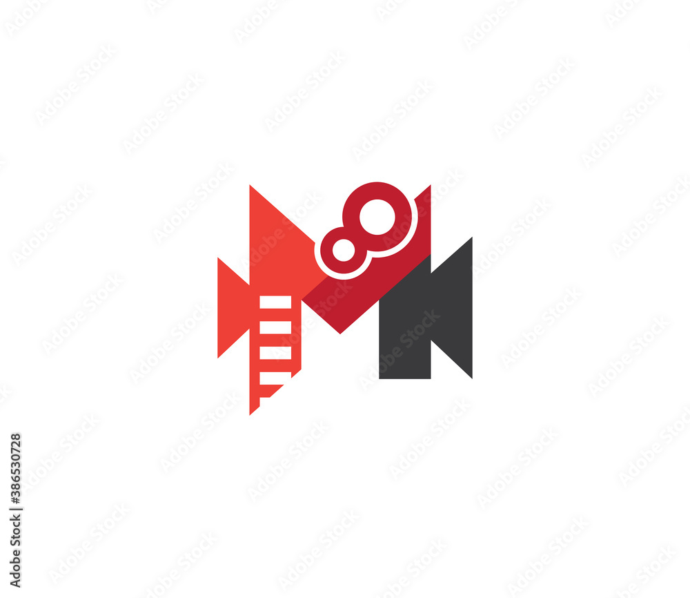M Alphabet Film industry Logo Design Concept Stock Vector | Adobe Stock
