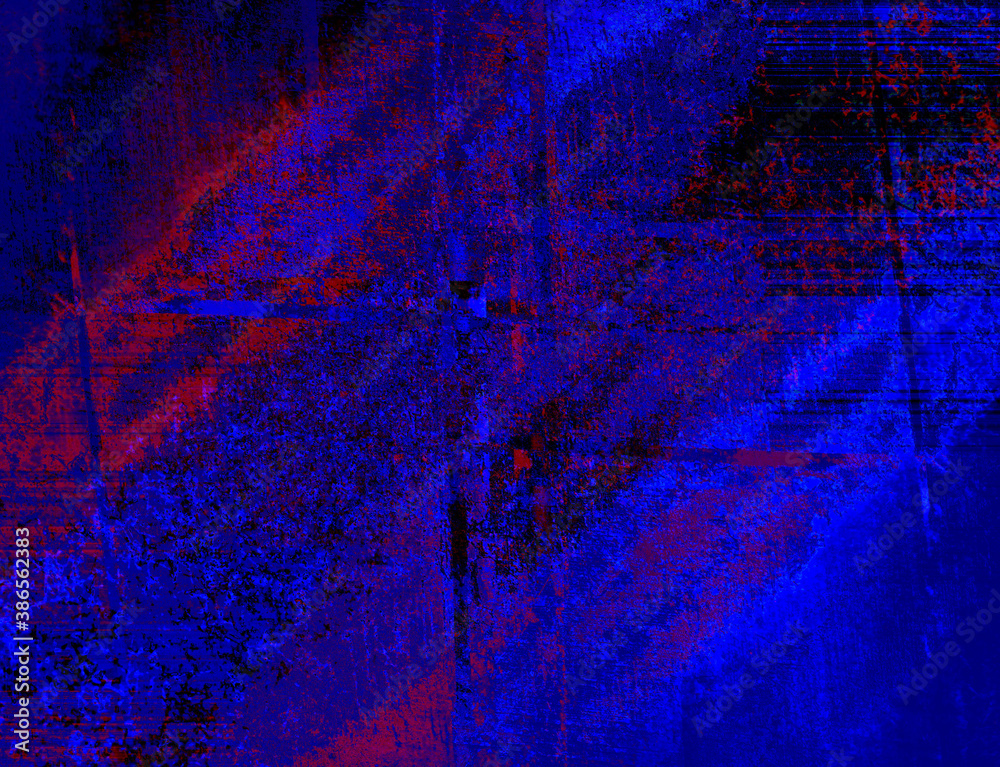 Abstract blue background with a spectacular pattern and a red insert ...