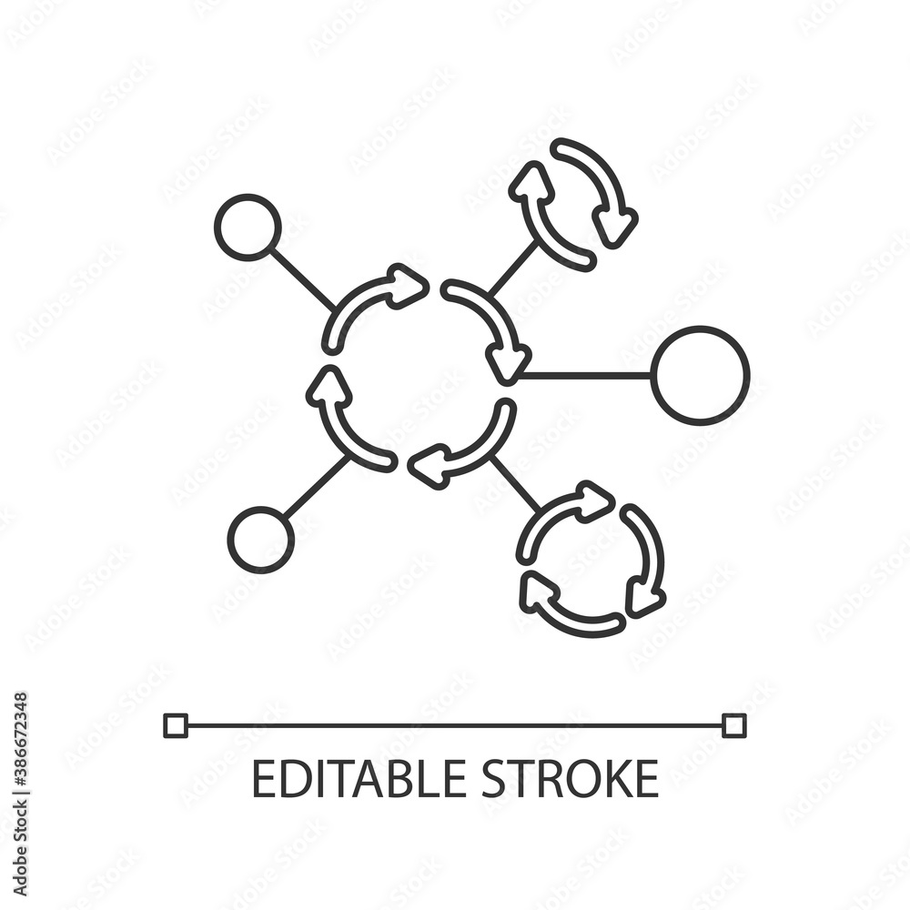 Synergetic network linear icon. Business collaboration. Communication ...