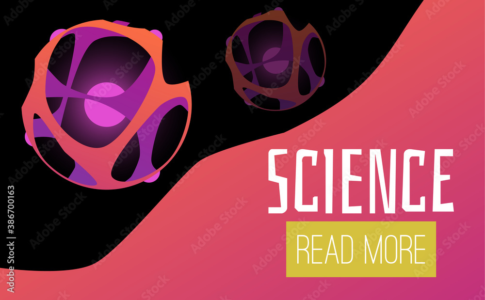 Science landing page with planets in space, flat cartoon vector ...