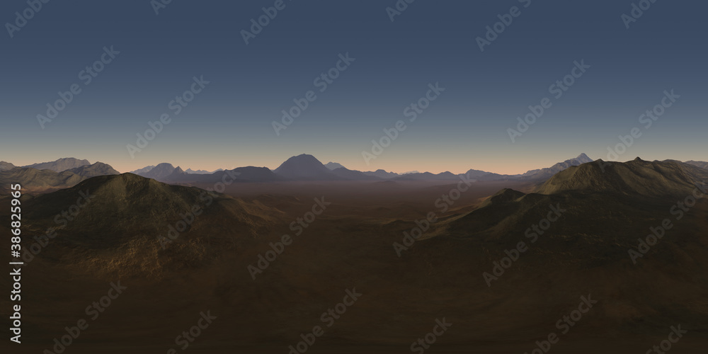 Ilustración de Stock 360 degree night desert landscape. Equirectangular ...