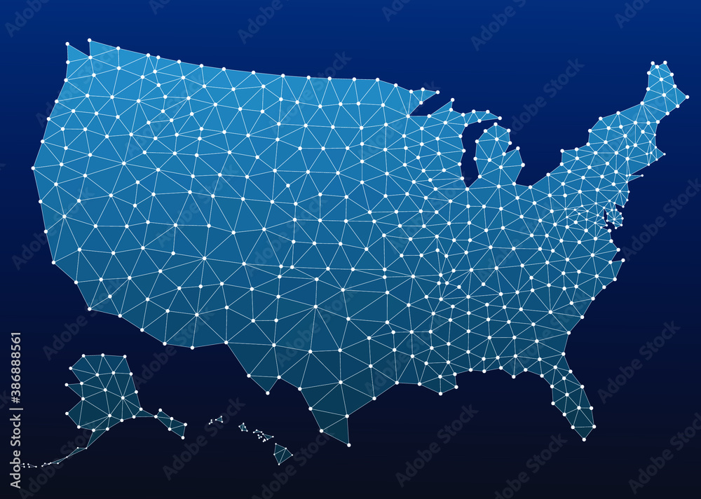 Abstract USA map network vector illustration Stock Vector | Adobe Stock