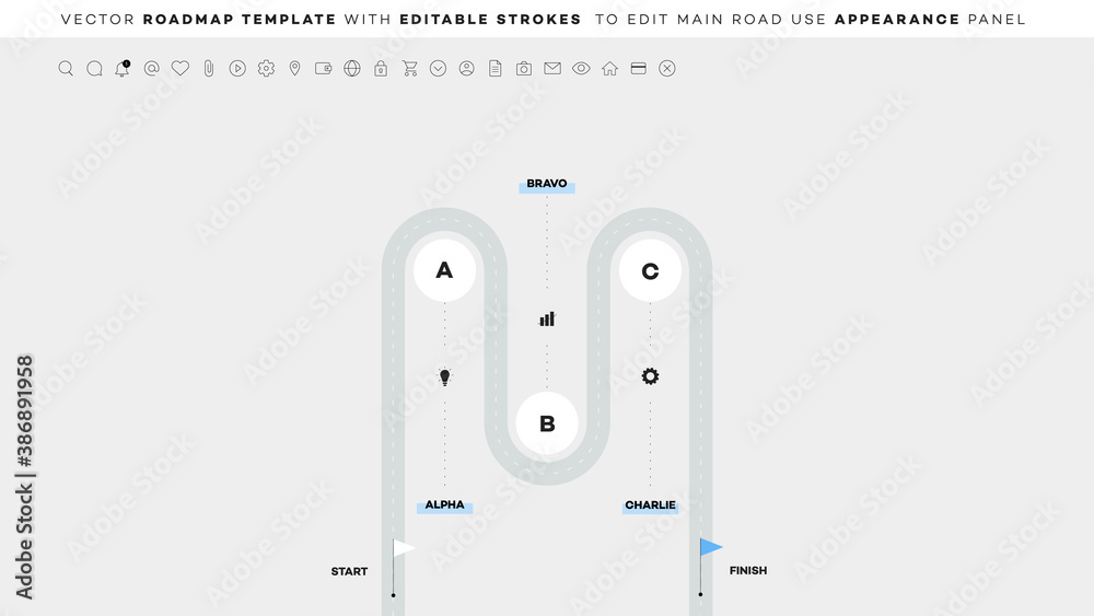 Infographic Timeline With Editable Strokes. Vector Roadmap, Template ...