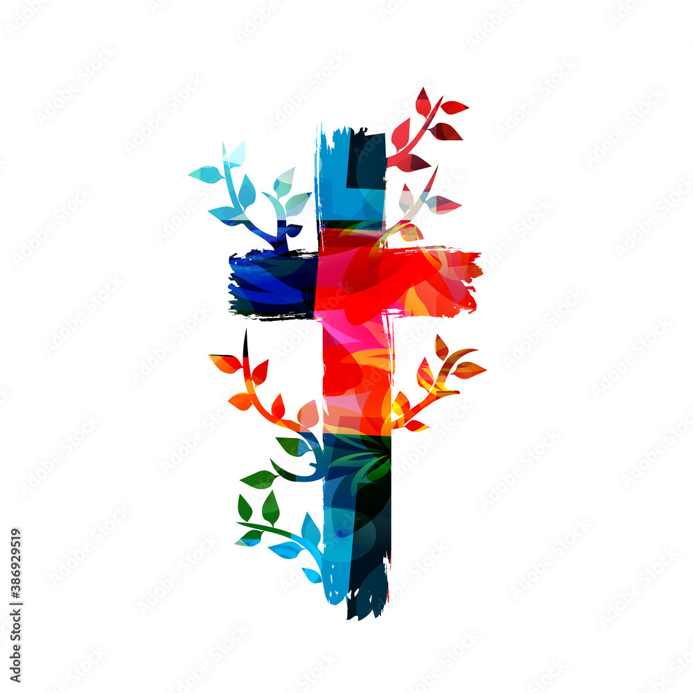 Colorful christian cross isolated vector illustration. Religion themed ...