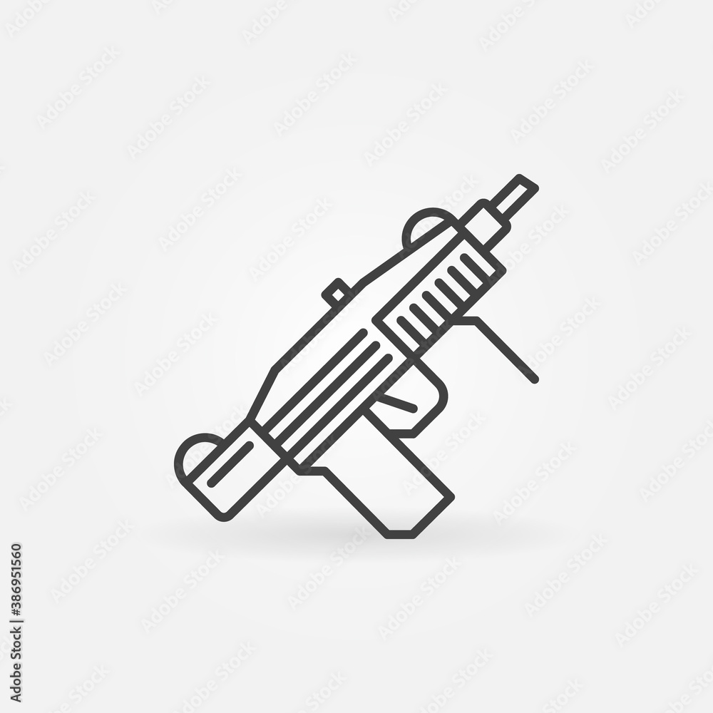 Submachine Gun outline icon. SMG Military weapon vector concept symbol ...