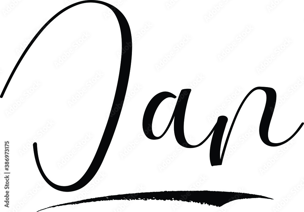 Ian-Male Name Cursive Calligraphy on White Background Stock Vector ...