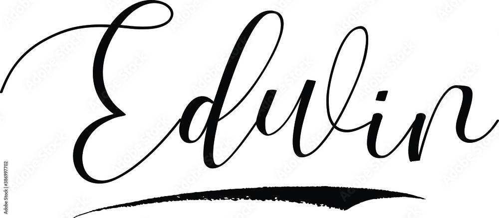 Edwin -Male Name Cursive Calligraphy on White Background Stock Vector ...