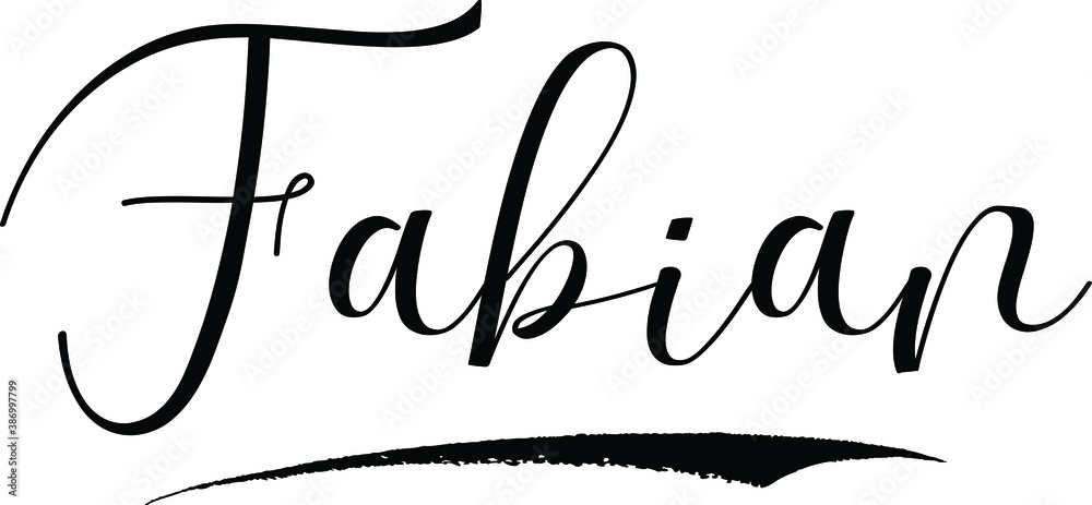 Fabian -Male Name Cursive Calligraphy on White Background Stock Vector ...