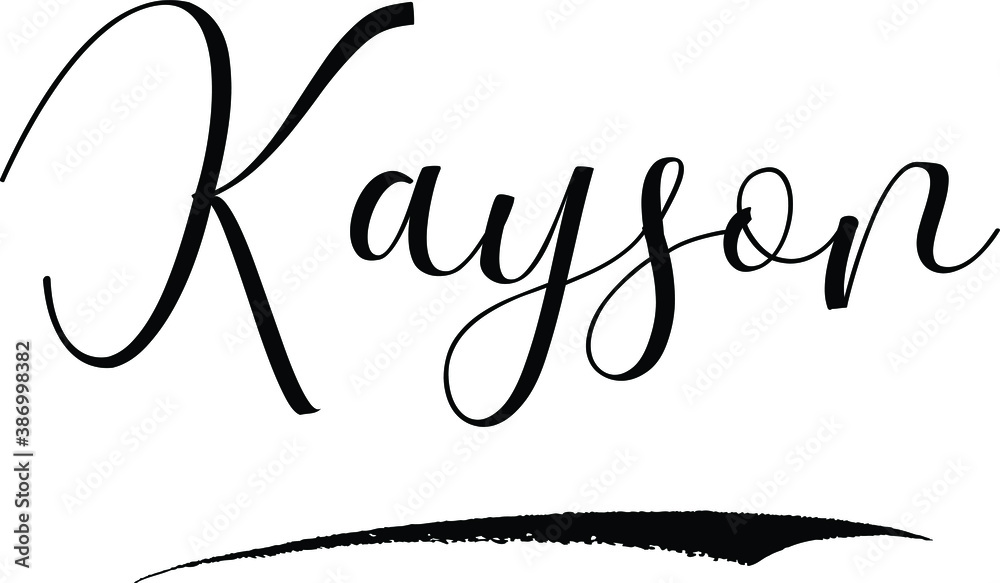 Kayson -Male Name Cursive Calligraphy on White Background Stock Vector | Adobe Stock