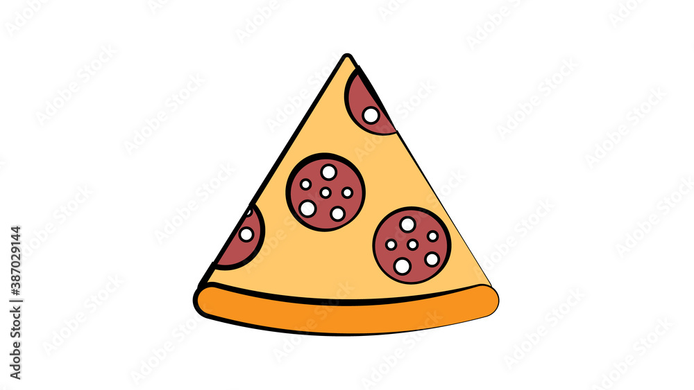 Slice of pepperoni pizza. Vector clip art illustration with simple ...