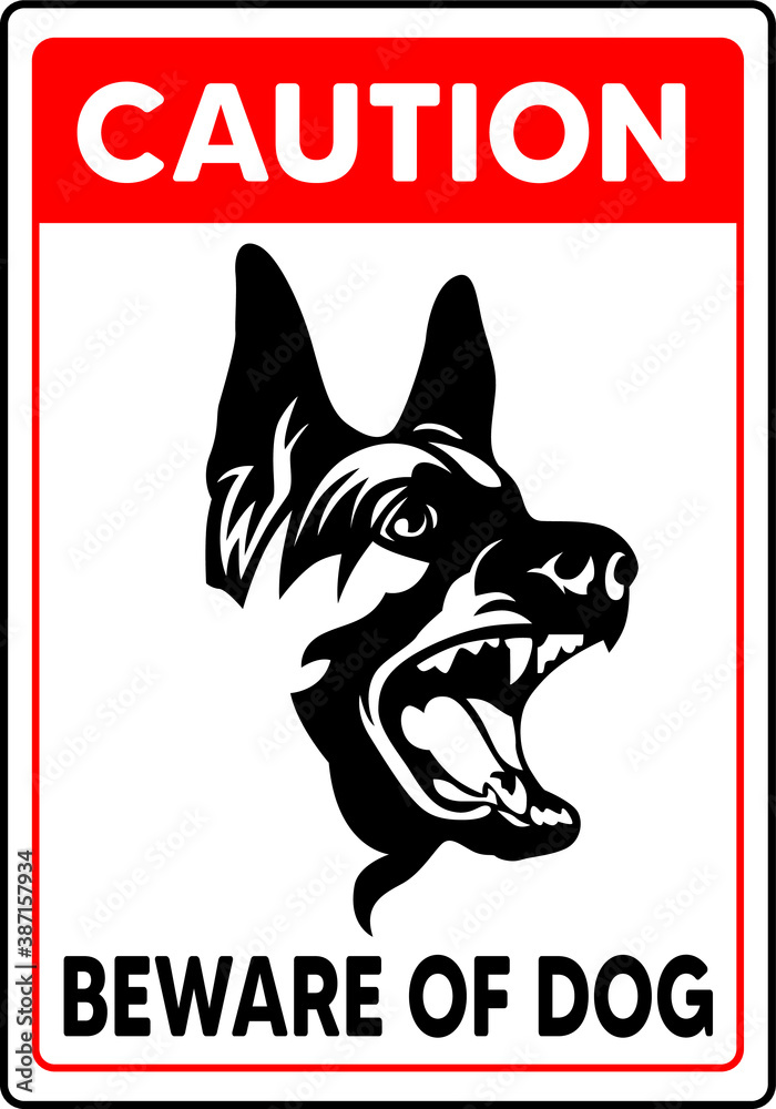 caution beware of dog sign vector animal mascot Stock Vector | Adobe Stock