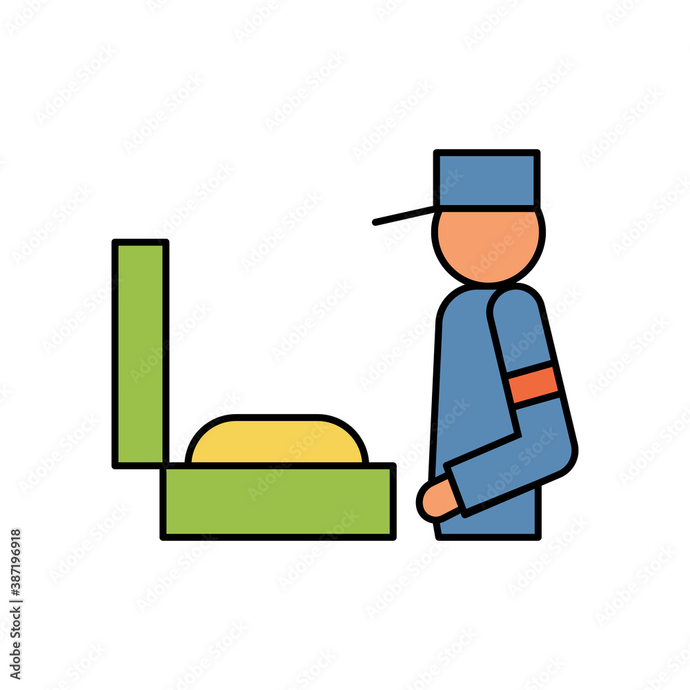 security guard, control, airport line colored icon. elements of airport ...