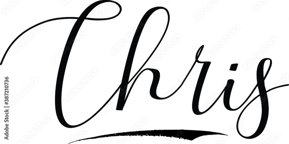 Chris -Male Name Cursive Calligraphy on White Background Stock Vector ...