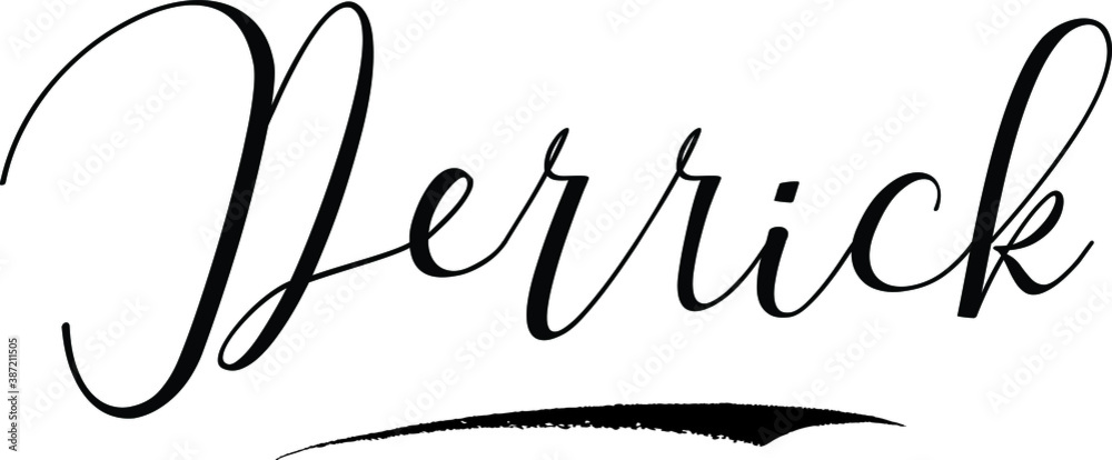 Derrick -Male Name Cursive Calligraphy on White Background Stock Vector ...