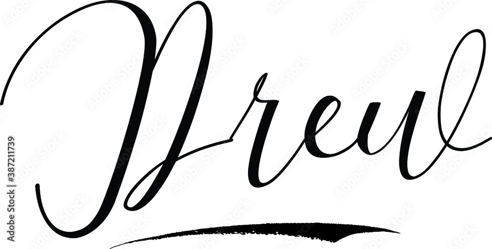 Drew -Male Name Cursive Calligraphy on White Background Stock Vector ...