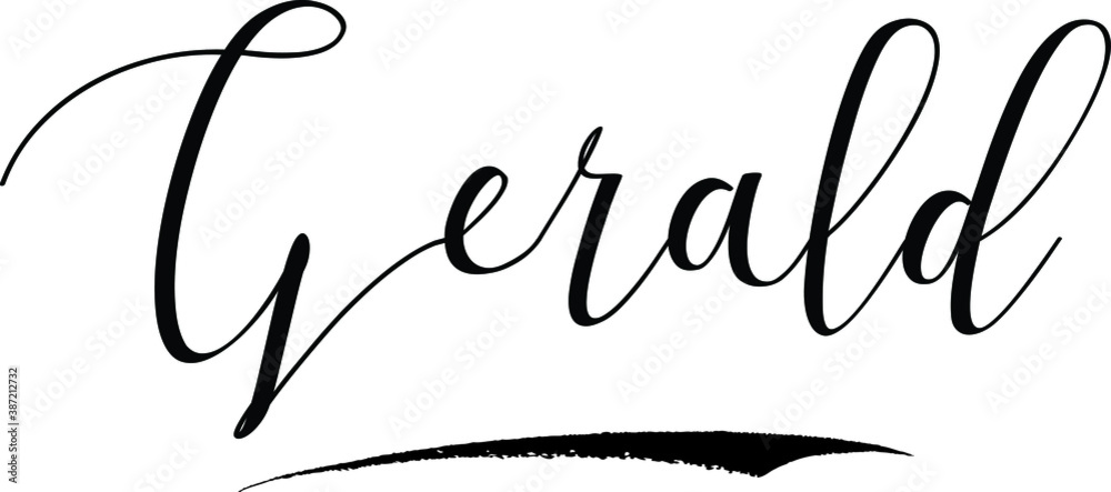 Gerald -Male Name Cursive Calligraphy on White Background Stock Vector ...