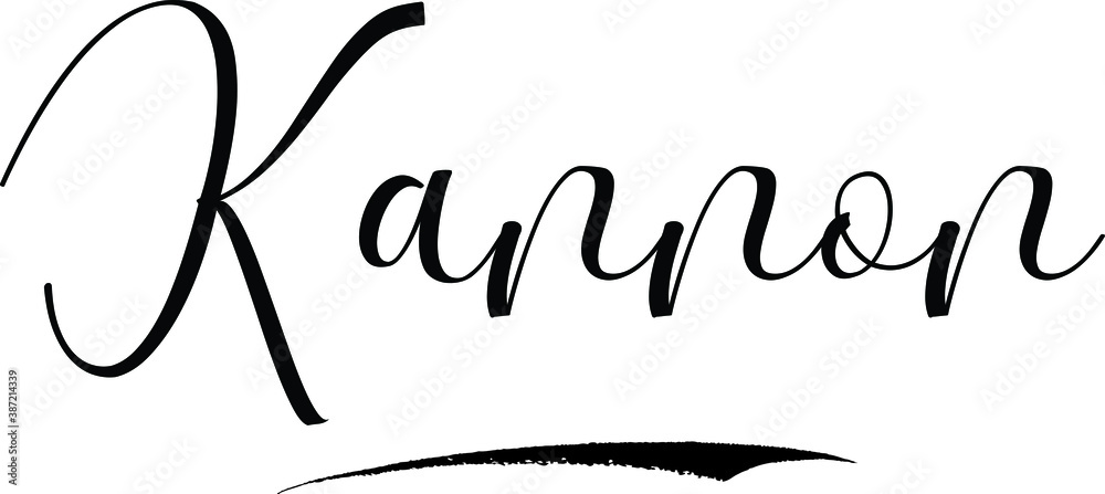 Kannon -Male Name Cursive Calligraphy on White Background Stock Vector ...