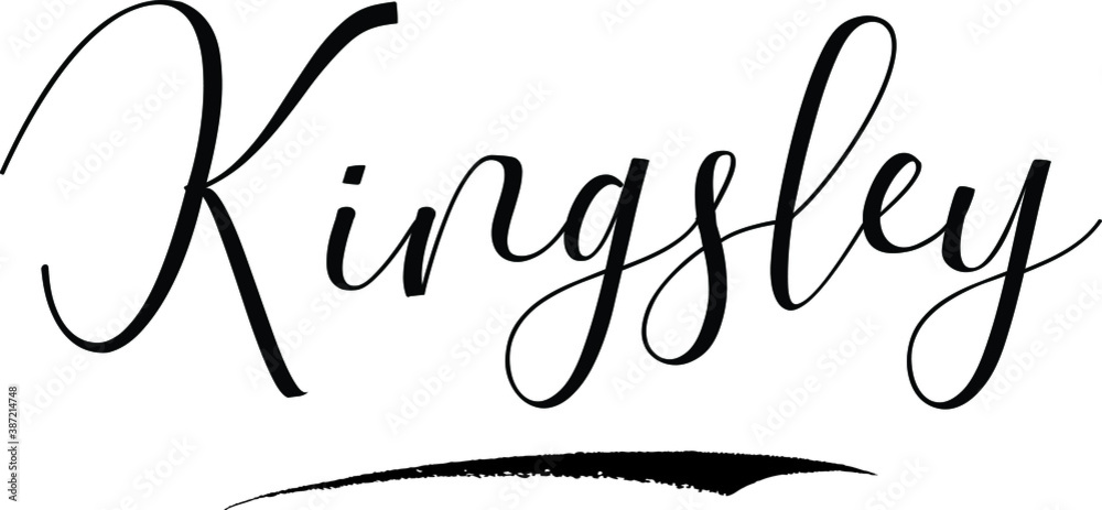 Kingsley -Male Name Cursive Calligraphy on White Background Stock ...