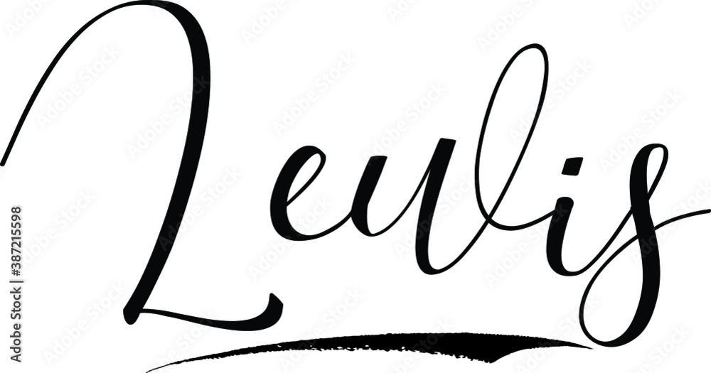 Lewis -Male Name Cursive Calligraphy on White Background Stock Vector ...