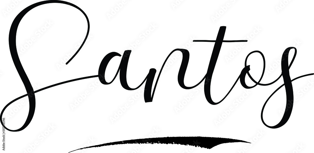 Santos -Male Name Cursive Calligraphy on White Background Stock Vector ...