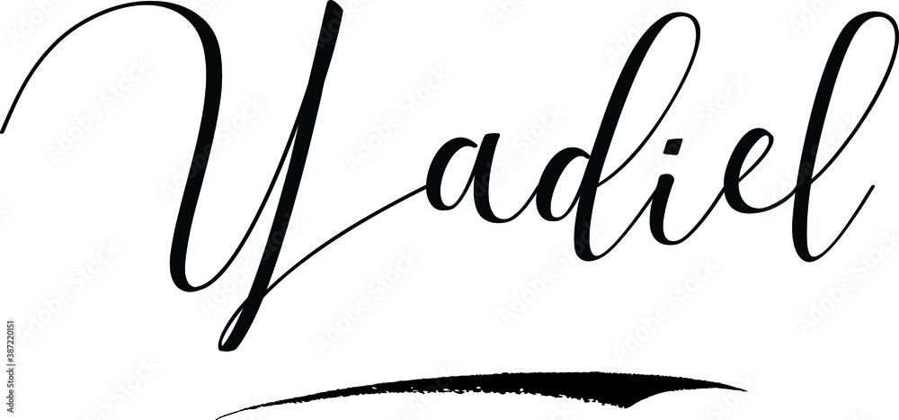Yadiel -Male Name Cursive Calligraphy on White Background Stock Vector ...