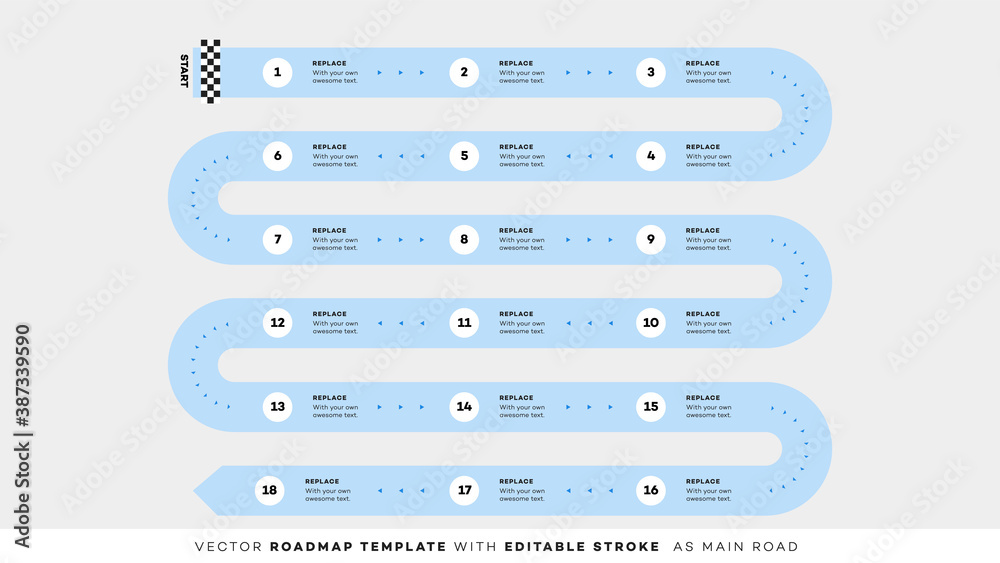 Infographic Timeline With Editable Strokes. Vector Roadmap, Template ...