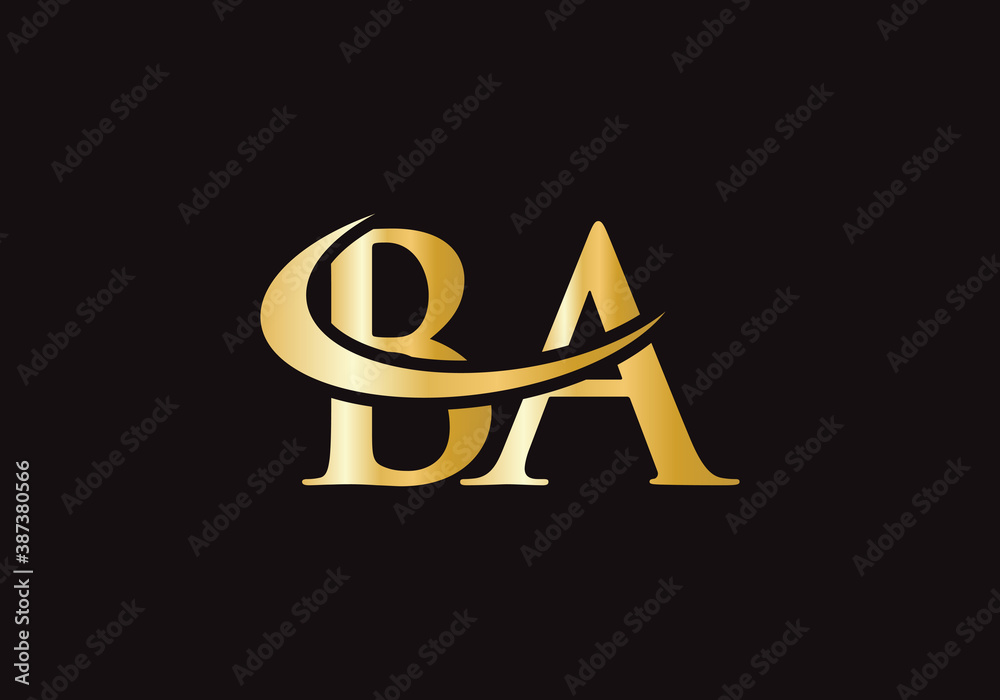 BA Logo Vector. Swoosh Letter BA Logo Design for business and company ...