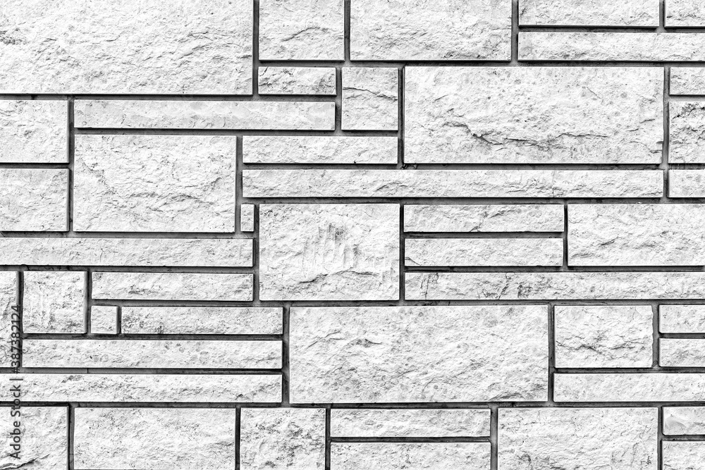 Block pattern of white stone cladding wall tile texture and seamless ...