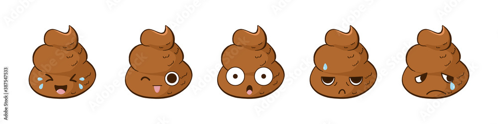 Poop emoji big set of different expressions. Stock Vector | Adobe Stock