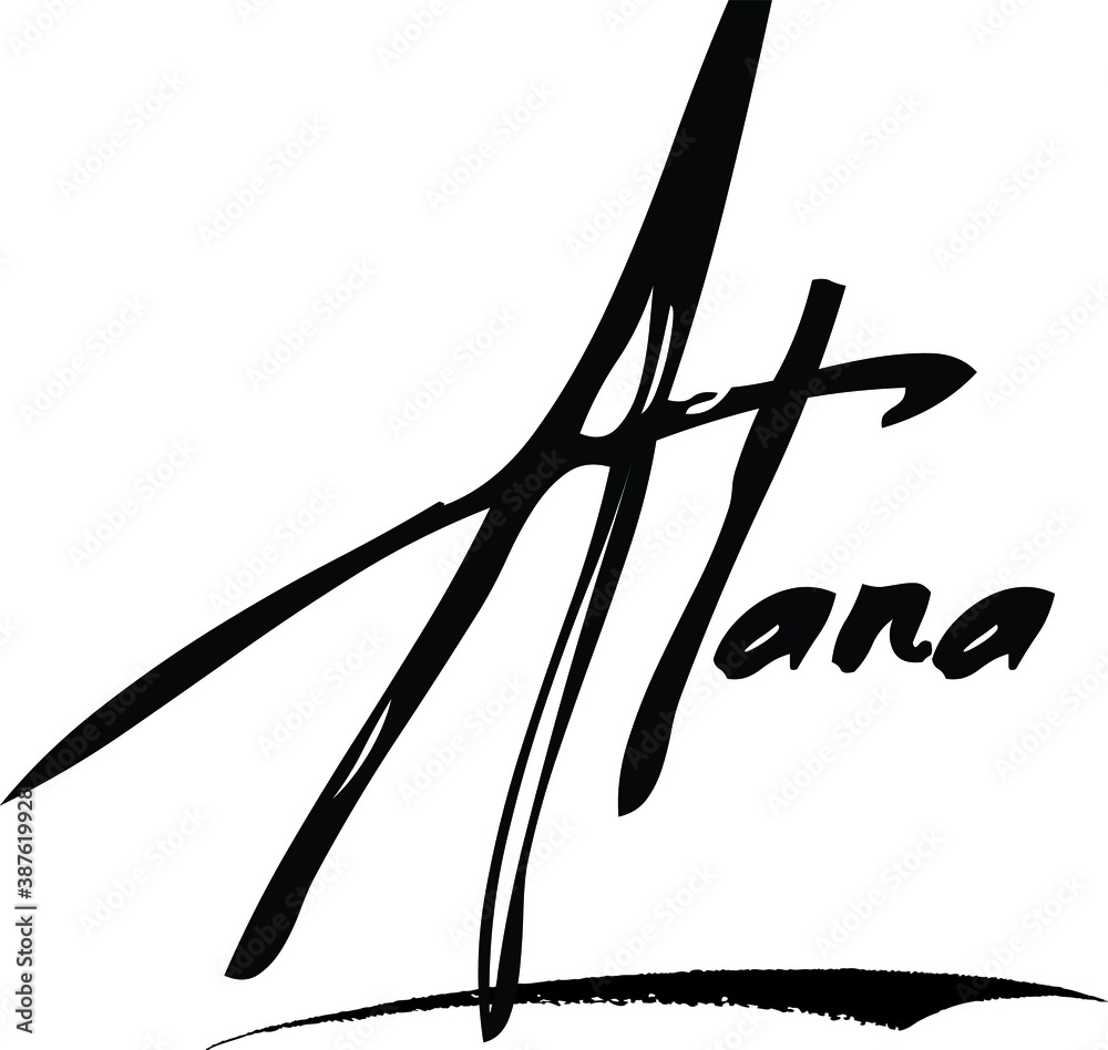 Alana-Female Name Modern Brush Calligraphy Cursive Text on White ...