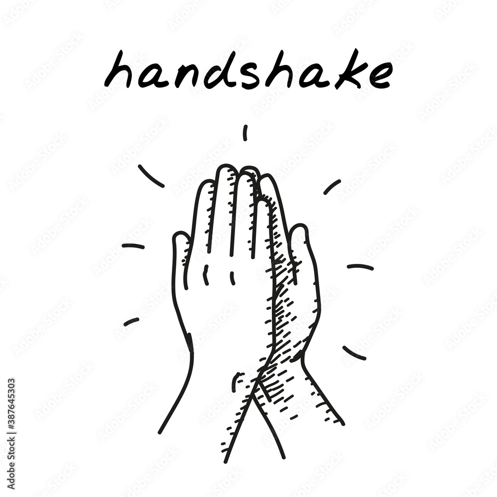 High five handdrawn illustration. Cartoon vector clip art of two hands ...