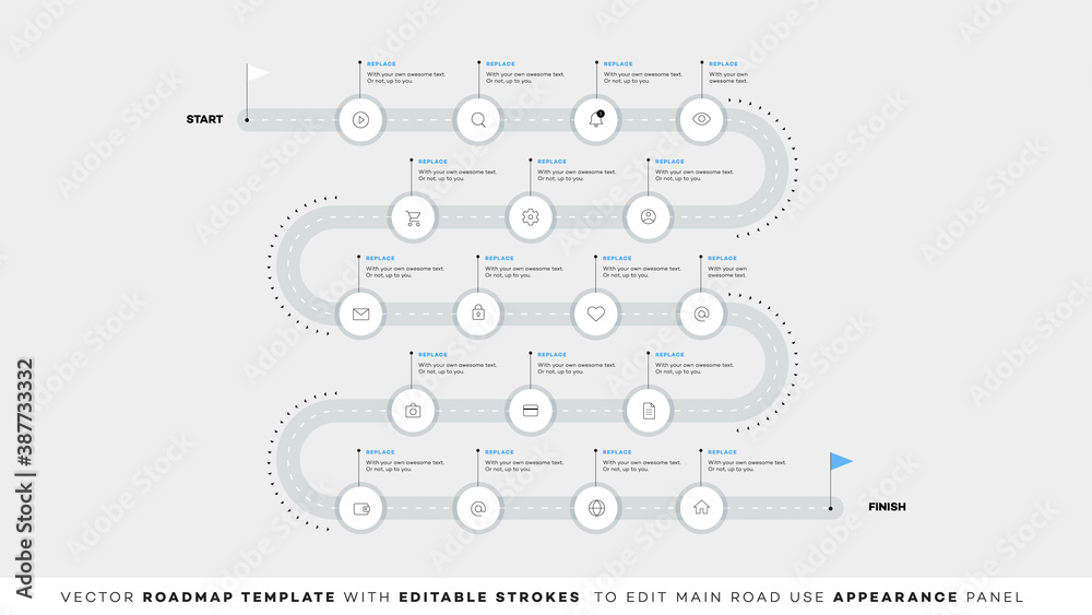 Infographic Timeline With Editable Strokes. Vector Roadmap, Template ...