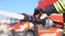 Fireman Hose Washing Firetruck Free Stock Photo - Public Domain Pictures