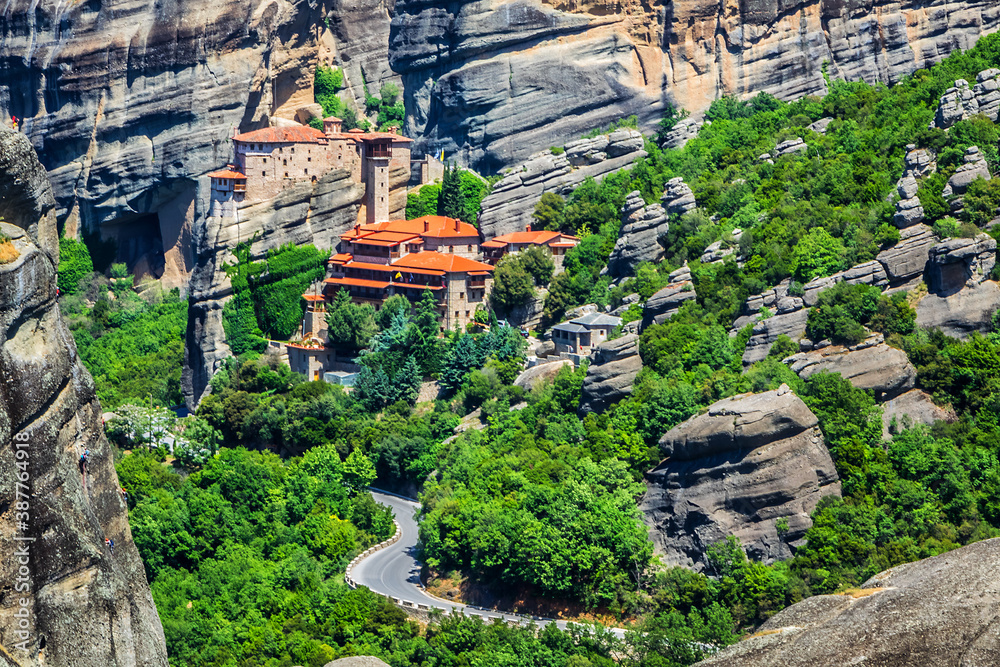 Rock cliffs (60 million years old) in deltaic plains of Meteora. Cliffs ...