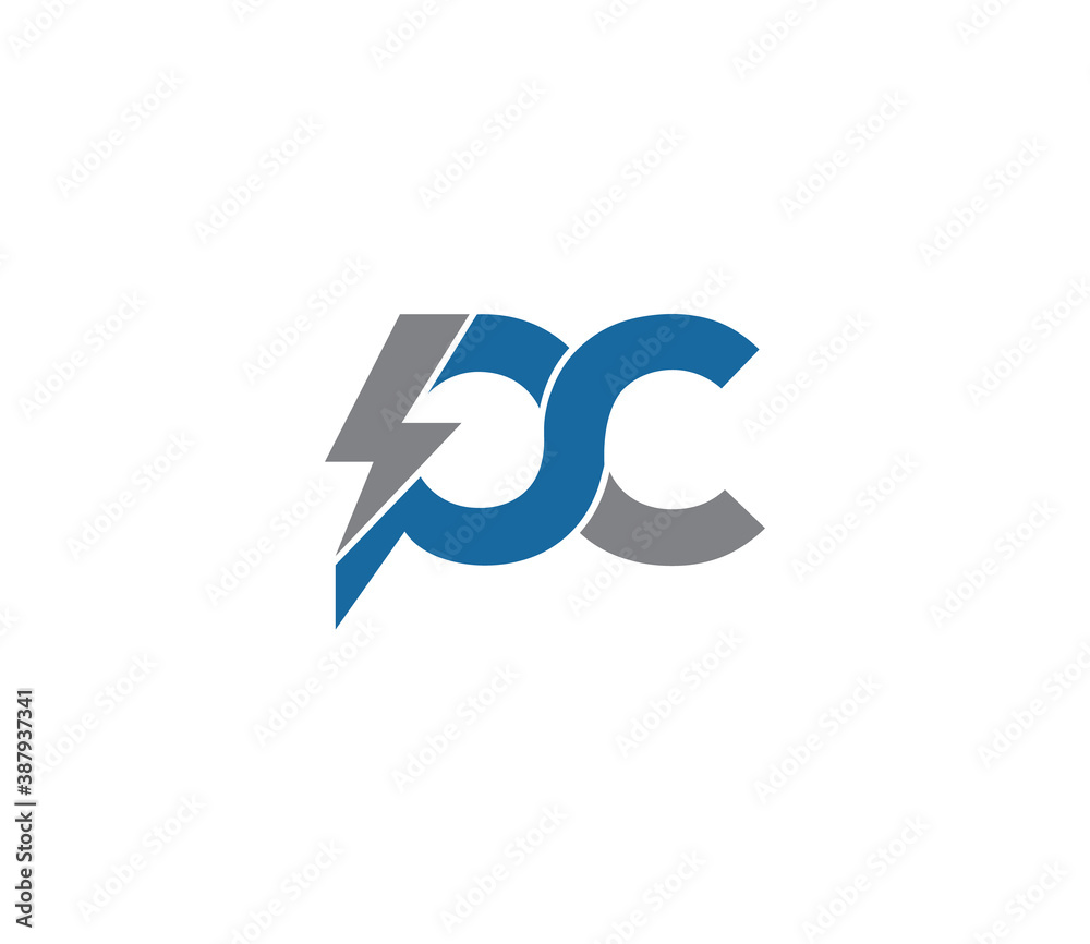 PC Alphabet Electric Logo Design Concept Stock Vector | Adobe Stock