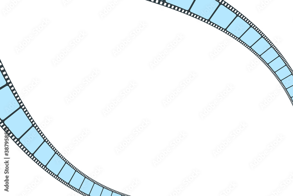Blue film strip cinema isolated on white background. Modern Cinema ...
