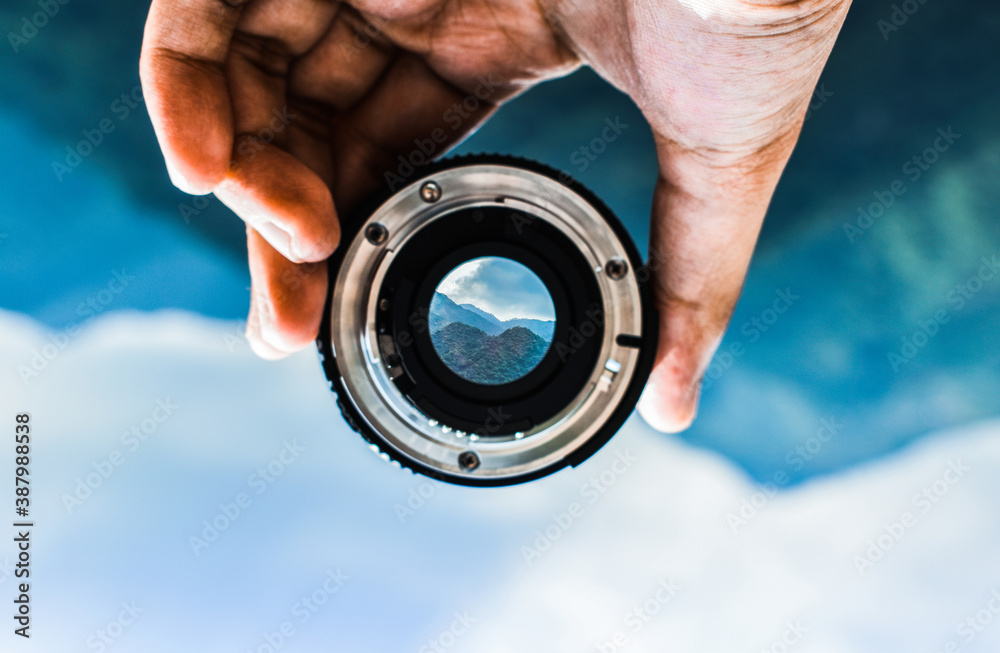 Inverted Imaging Through Lens Stock Photo | Adobe Stock