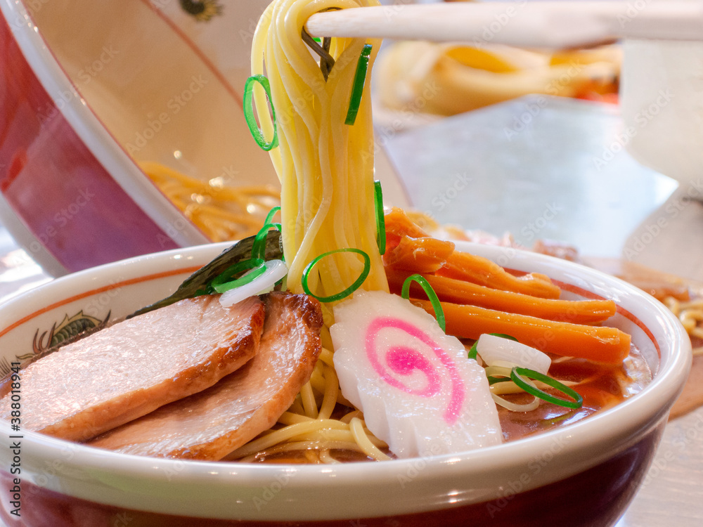 fake food sample with ramen noodles.food sample in Japan is a ...