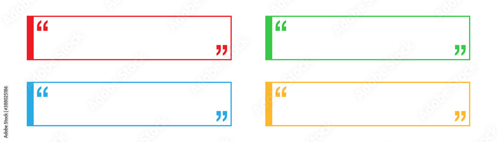 Quote frame in red, blue, yellow and green. Blank square text box on ...