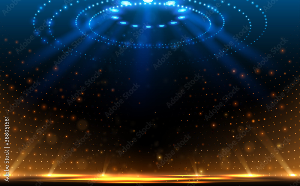 Arena blue and yellow lights background Stock Vector | Adobe Stock