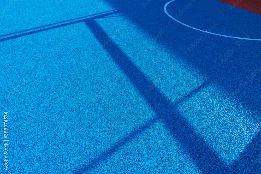 Colorful sports court background. Top view light blue field rubber ...