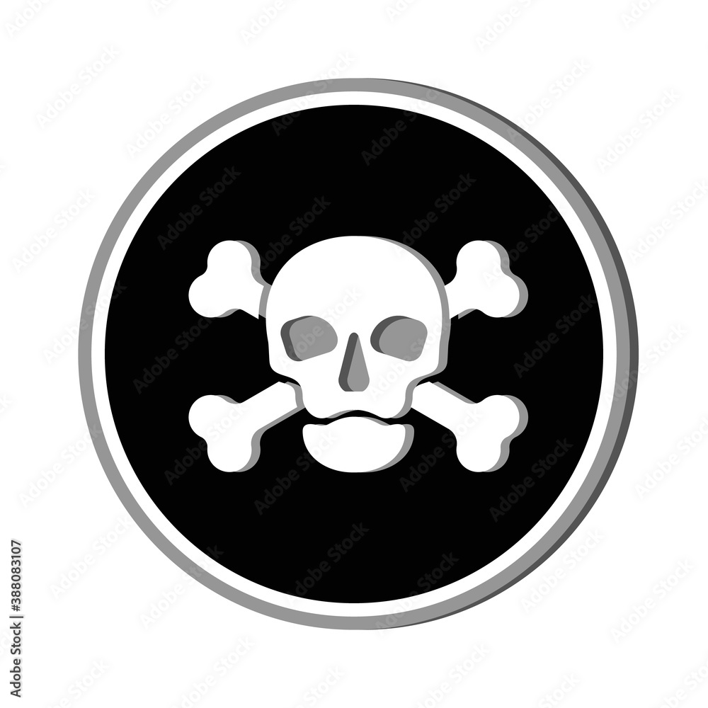 Vector de Stock Human skull in full face and crossbones behind ...