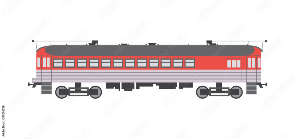 Red train carriage for composition, flat cartoon vector illustration ...