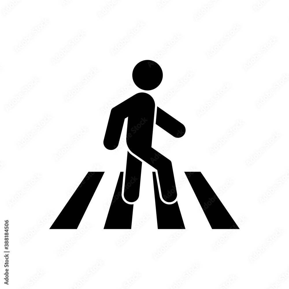 Vector Crosswalk icon, pedestrian crossing flat illustration symbol on ...