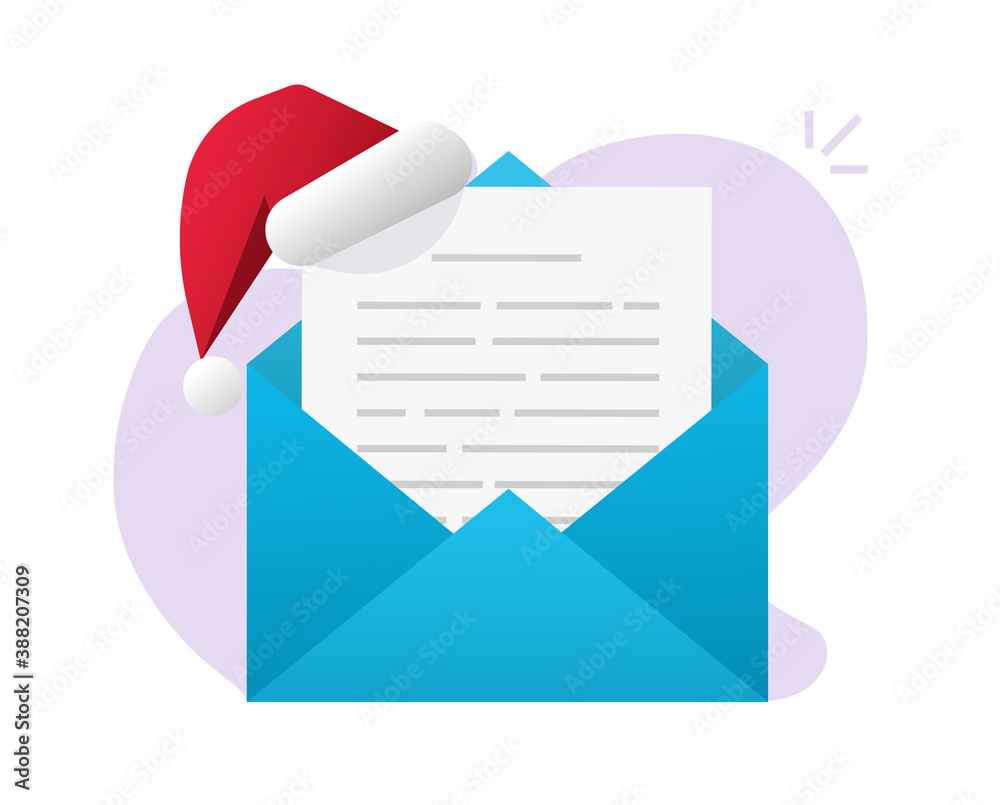 Christmas email letter with text message received vector flat cartoon ...